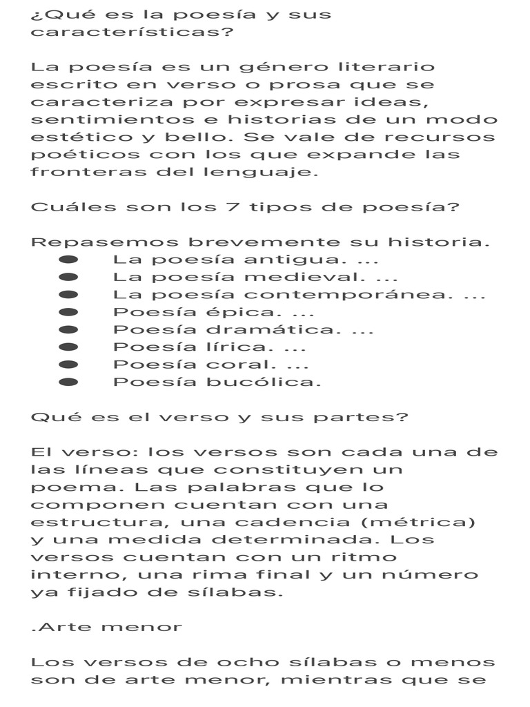 ¿Qué Es La Poesía y Sus Características? | PDF | Poesía | Metro (poesía)