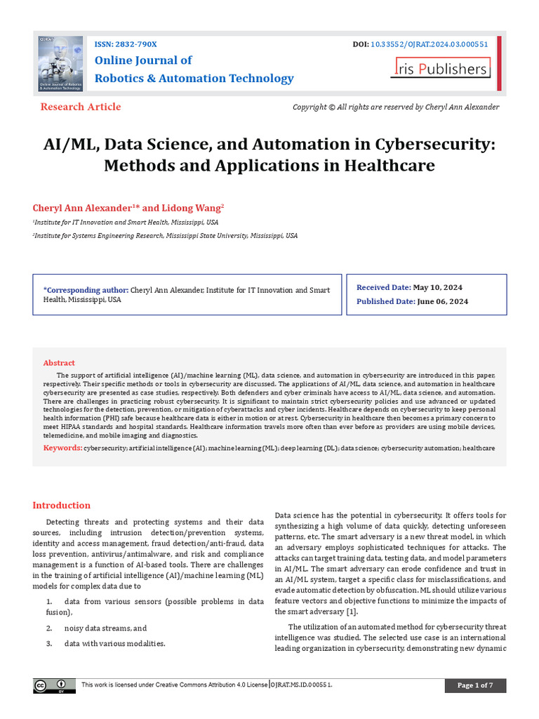 AIML Data Science and Automation in Cybersecurity | PDF | Security | Computer Security
