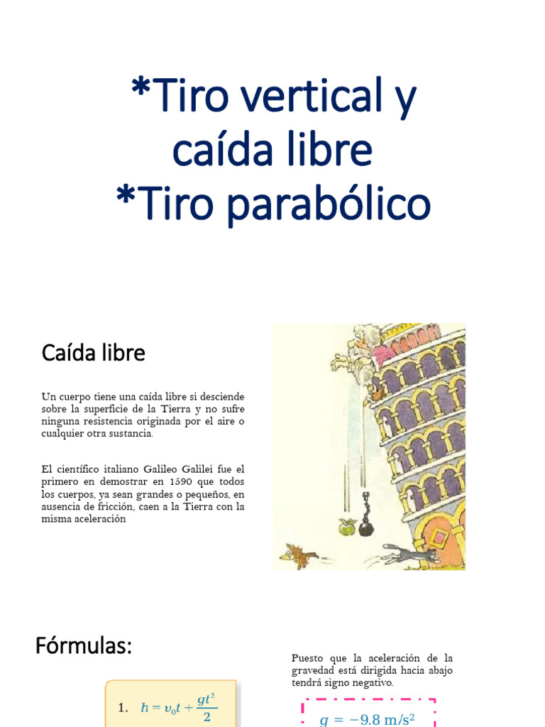 Tiro Vertical, Caída Libre y Tiro Parabólico | PDF | Velocidad | Cantidades fisicas