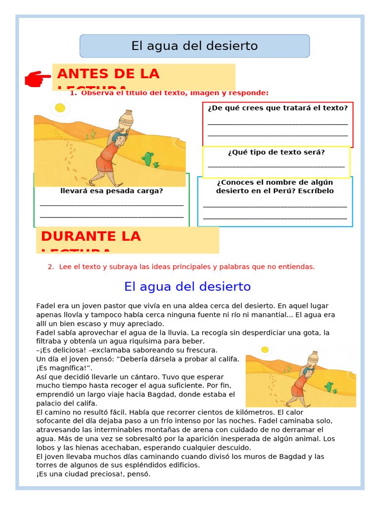El agua en el desierto: un cuento juvenil | PDF