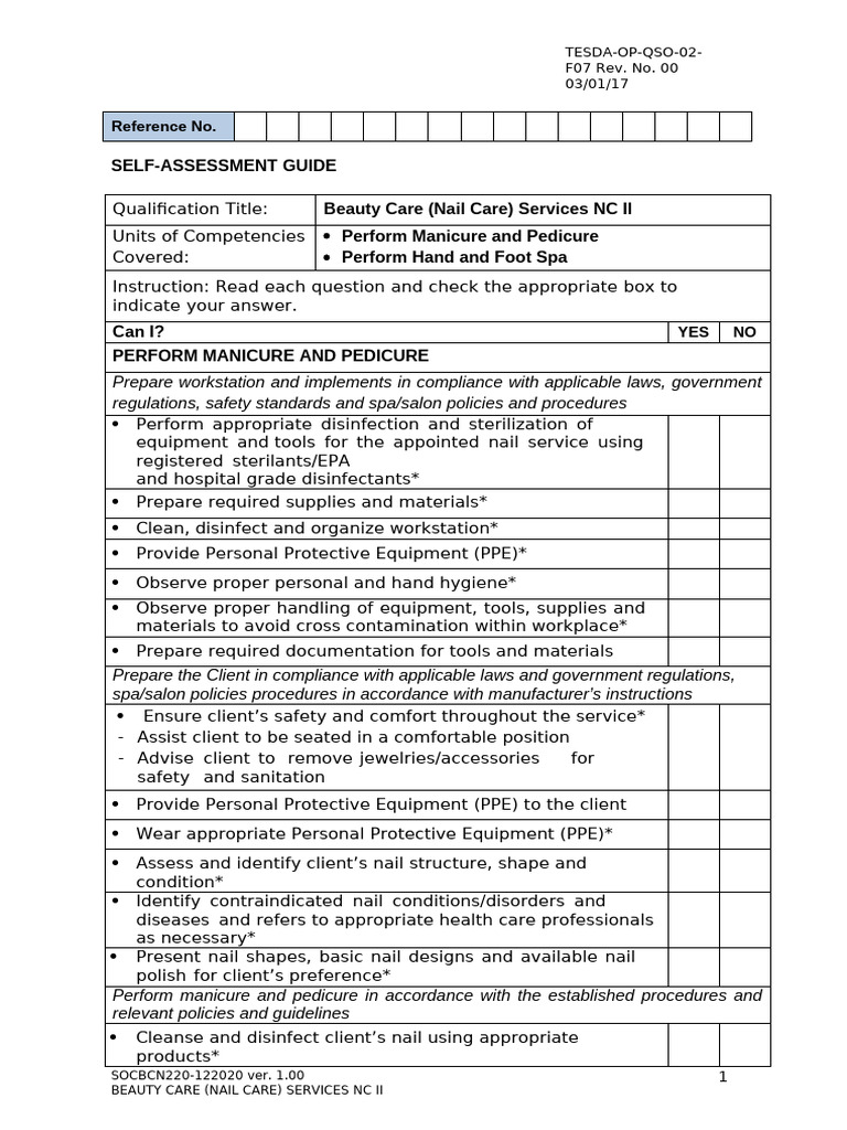 SAG - Beauty Care (Nail Care) Services NC II (FULL) | PDF ...