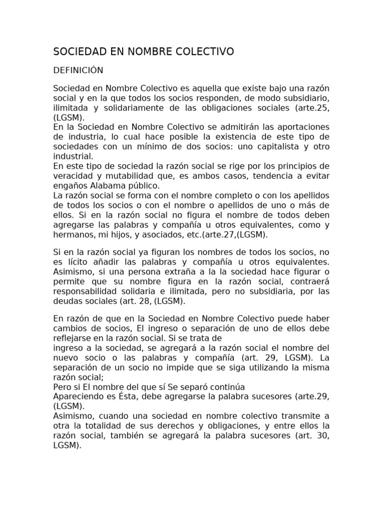 Acta Constitutiva Sociedad en Nombre Colectivo Ejemplo | PDF | Pagos | Sociedad de ...