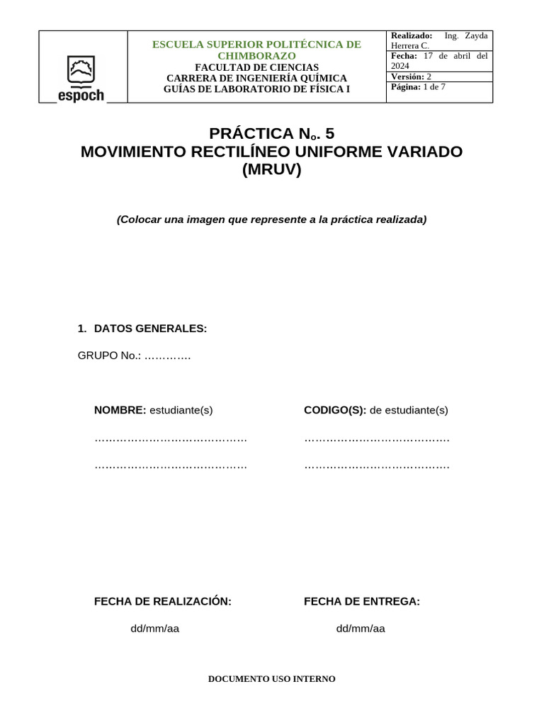 Guía Mruv | PDF | Velocidad | Laboratorios