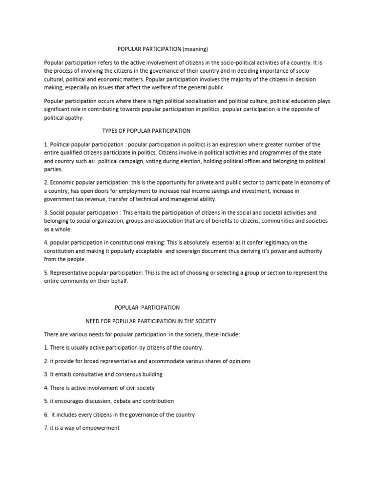 5443 - Popular Participation | PDF | Citizenship | Governance