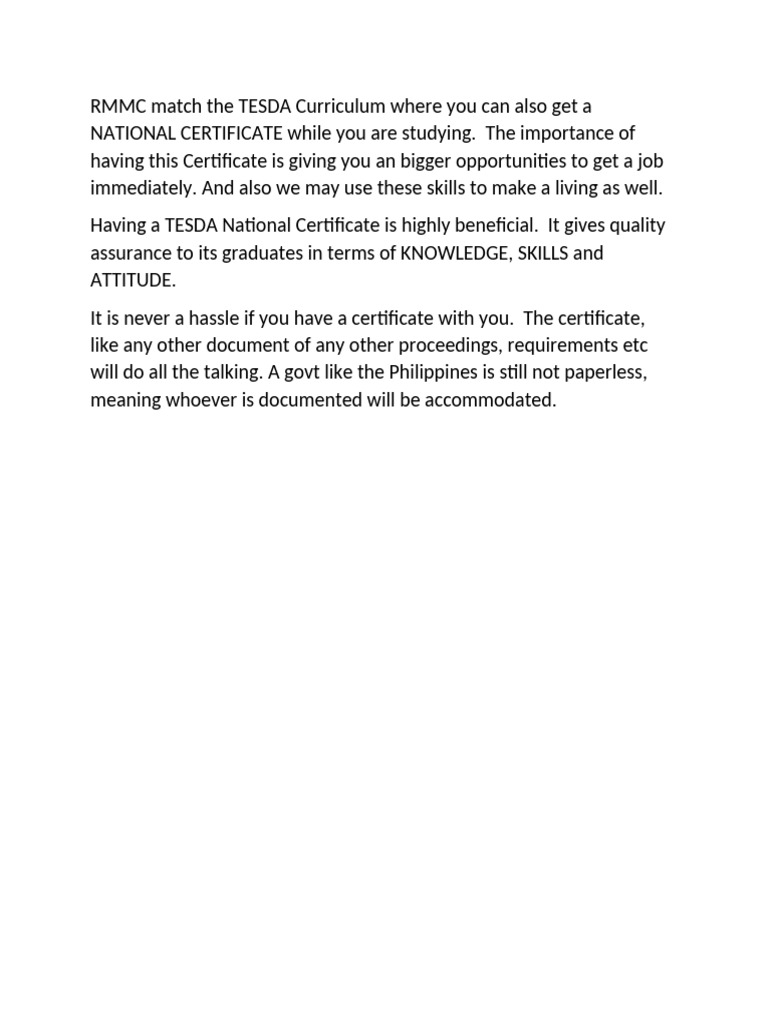 Boost Career with TESDA Certification | PDF