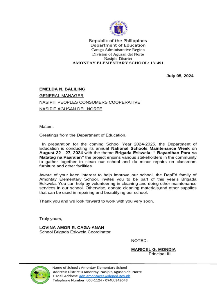 Letter-Of-Invitation-Brigada SKWELA-2024 | PDF