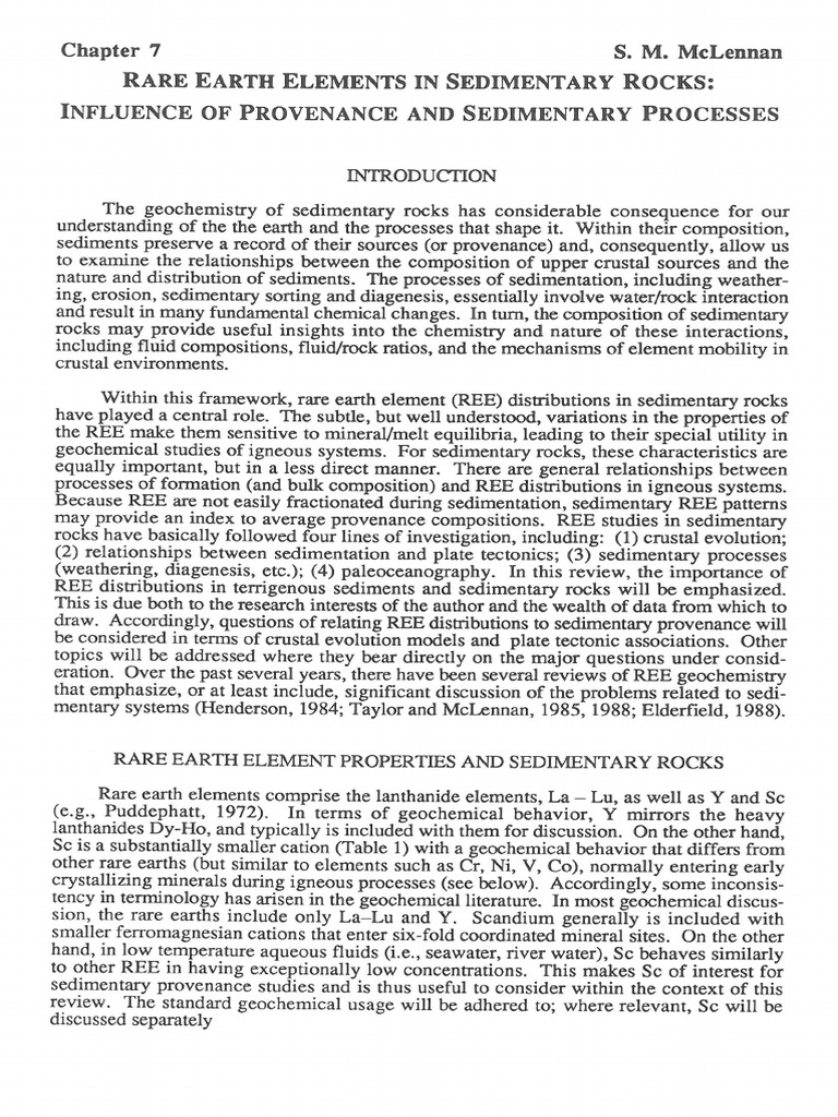 Geochemistry and Mineralogy of Rare Earth Elements Ch7 | PDF | Geochemistry | Rock (Geology)