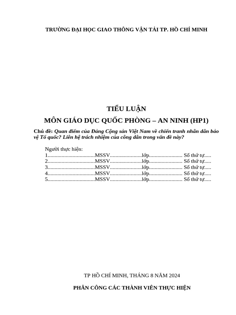 tiểu luận Giữa HP1 | PDF