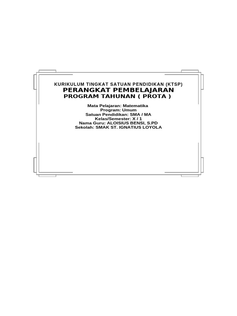 PROGRAM TAHUNAN Kls X | PDF