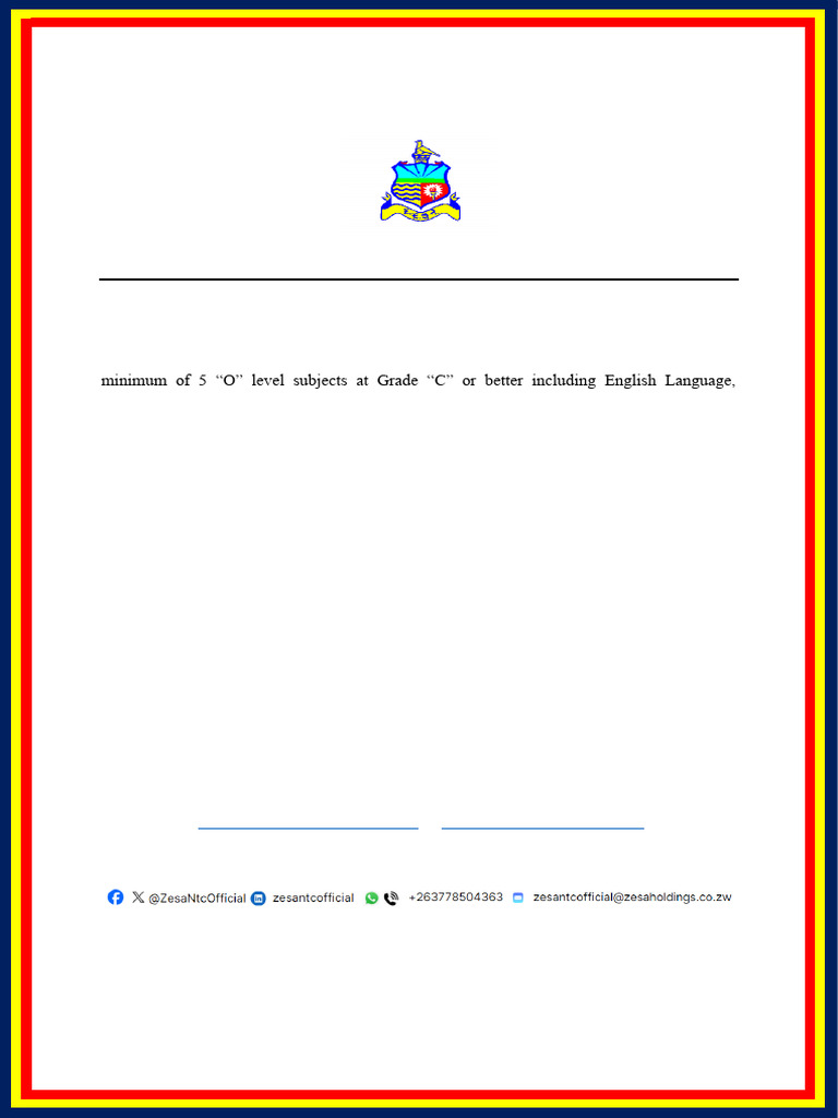 ZESA National Training Centre 2025 Intake | PDF