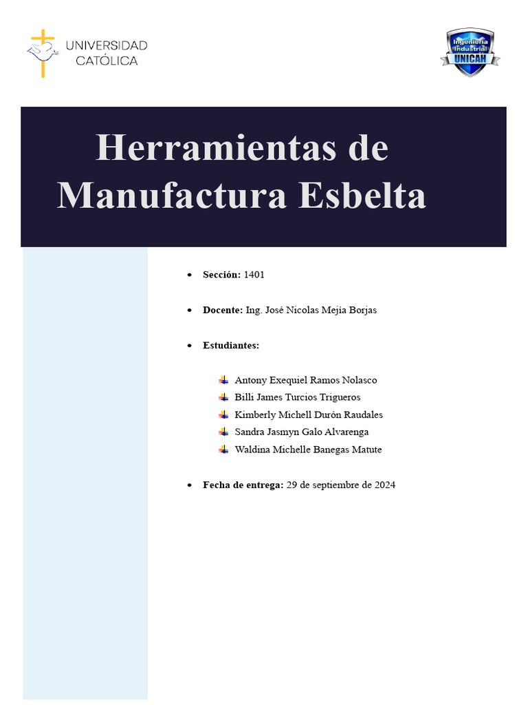 Herramientas de Manufactura Esbelta - Optimiza2 | PDF | Lean Manufacturing | Calidad (comercial)