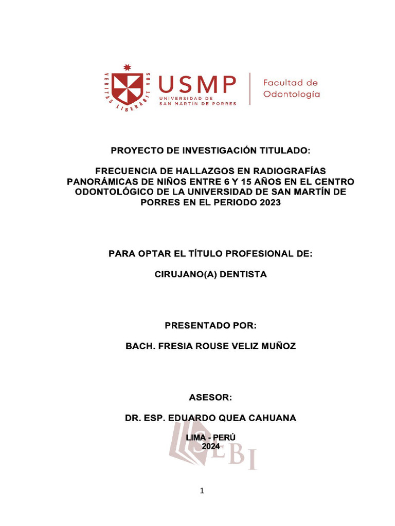 Estructura de Proyecto de Investigación Pregrado Desarrollado 2024 | PDF | Odontología ...