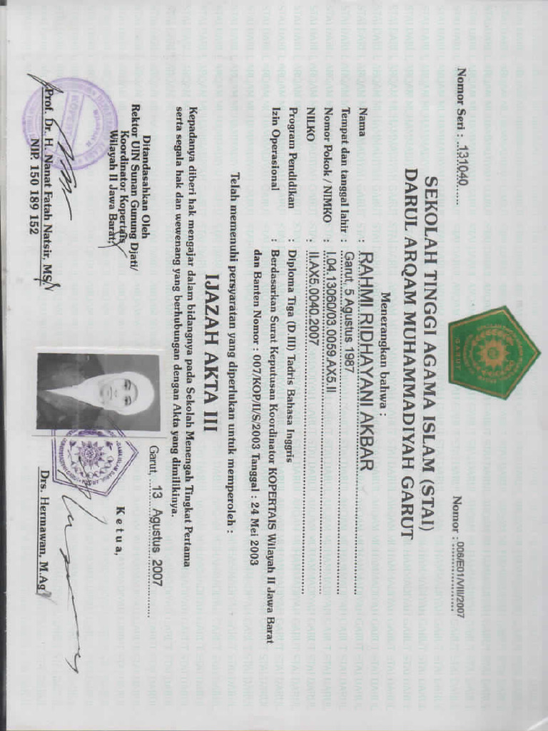 Ijazah D3 Bu Ridha097 | PDF