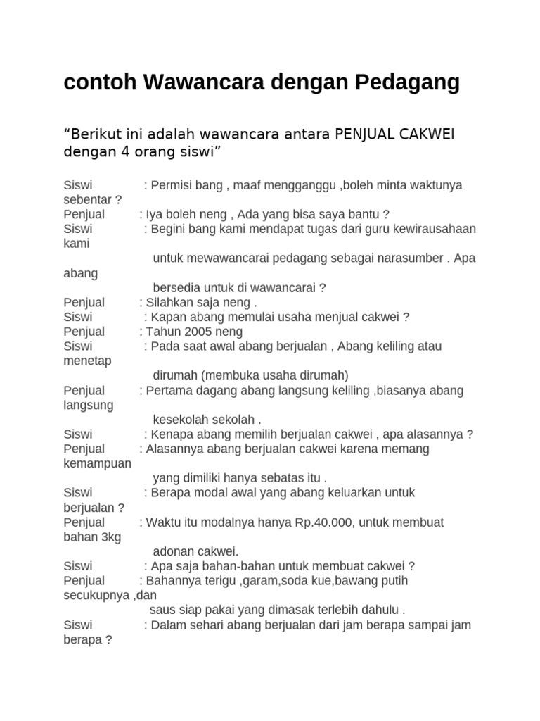 Contoh Wawancara Dengan Pedagang | PDF