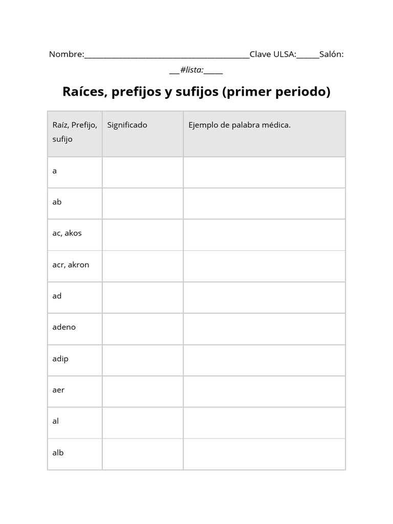 Raíces, Prefijos y Sufijos | PDF