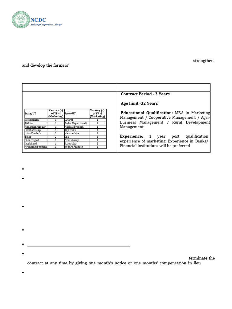 4812090724NCDC Advt YP I (Marketing) | PDF