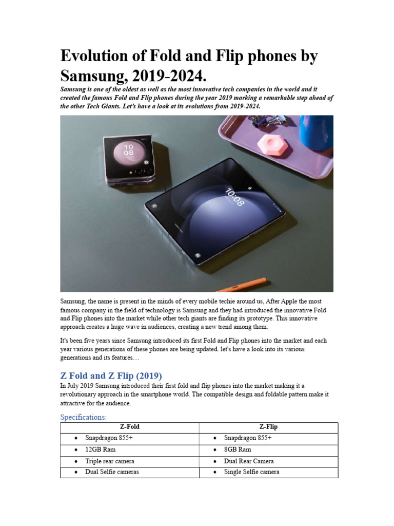 Evolution of Fold and Flip Phones by Samsung | PDF | Smartphone ...