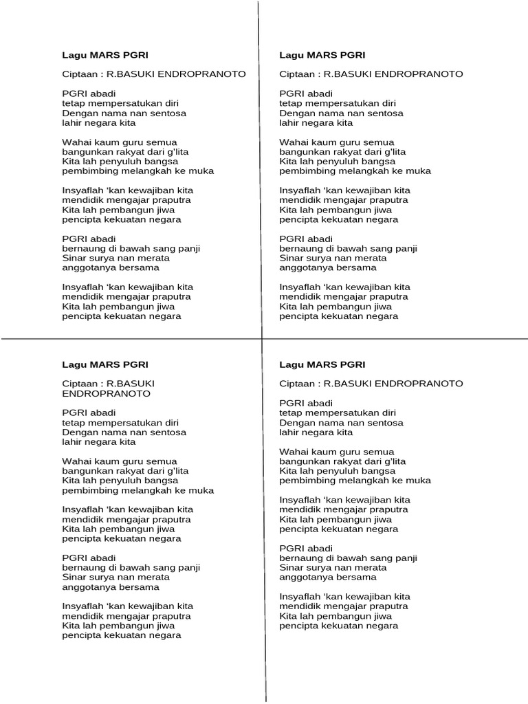 Mars PGRI untuk Guru Indonesia | PDF