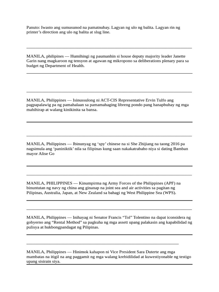 CRHW Headline Exercises | PDF