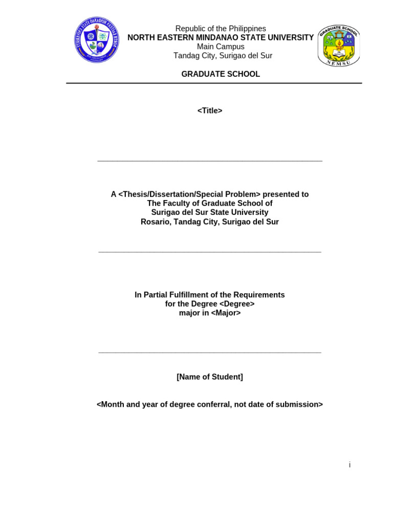 Thesis Dissertation Manuscript Template 2 Pdf Thesis Mindanao