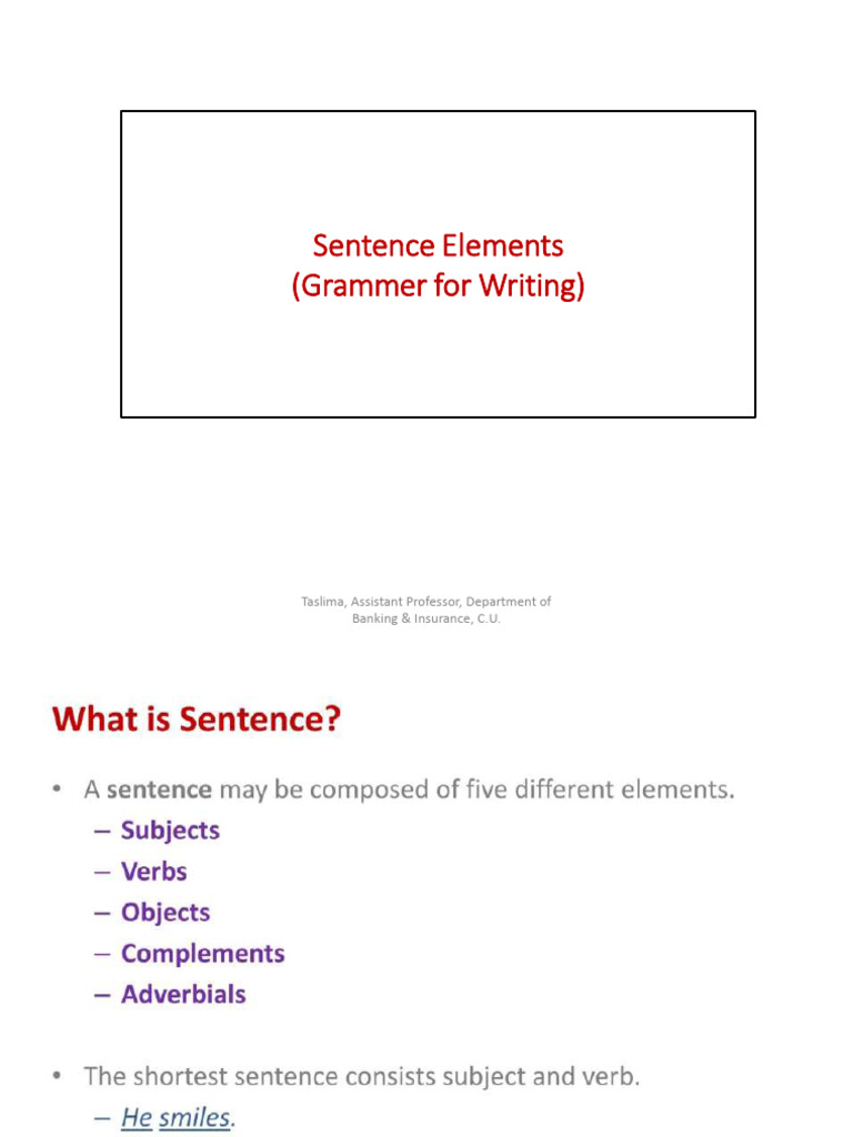 sentence elements | PDF