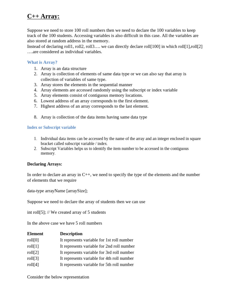 C++ Arrays | PDF | Integer (Computer Science) | Variable (Computer Science) C++ Arrays | PDF | Integer (Computer Science) | Variable (Computer Science)