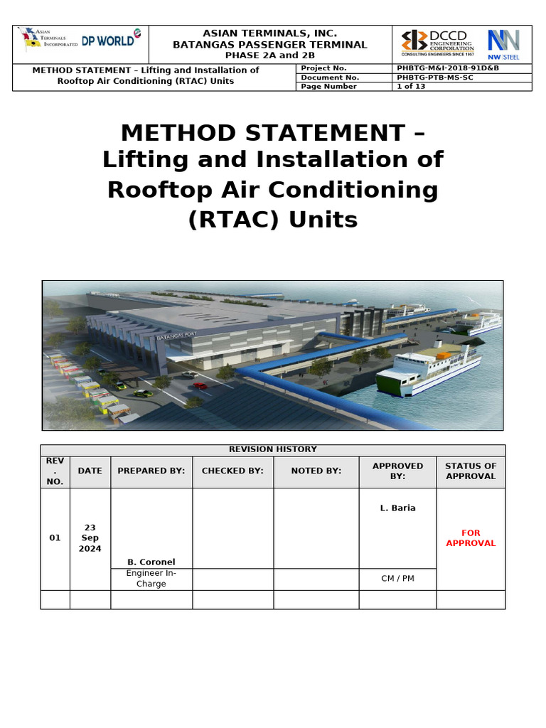 NWS - Method Statement For RTAC Installation - Rev00 09232024 - 1 | PDF | Personal Protective ...