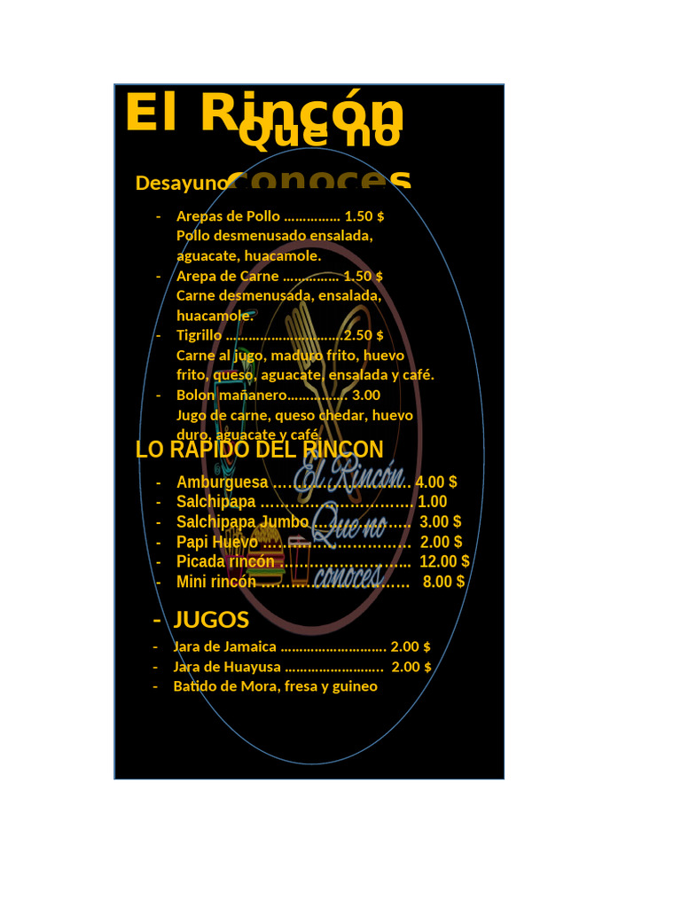 Menu A La Carta 2024 | PDF