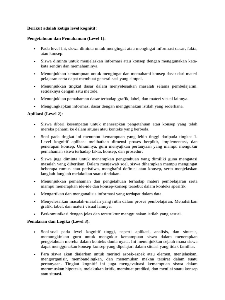 Level Kognitif SOAL | PDF