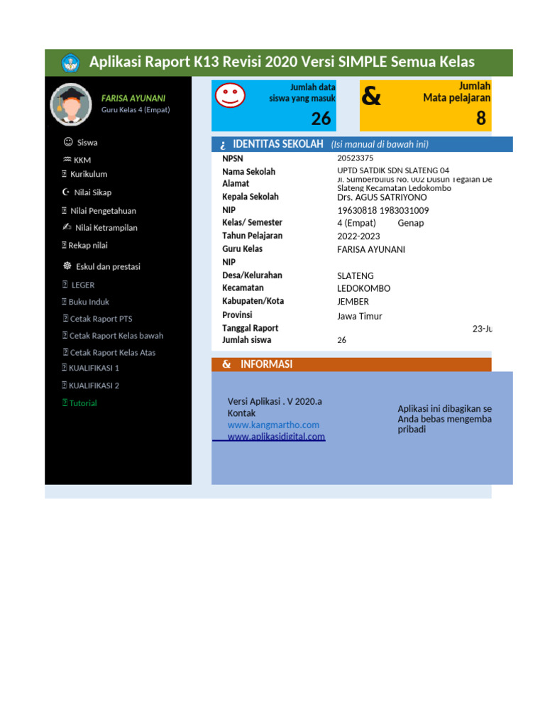 Raport Kelas 4 k13 | PDF