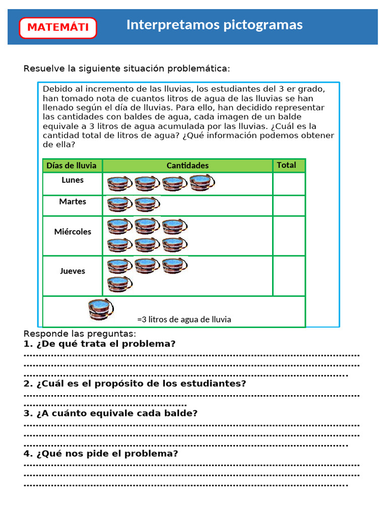 D2 A1 FICHA MAT. Interpretamos Pictogramas | PDF