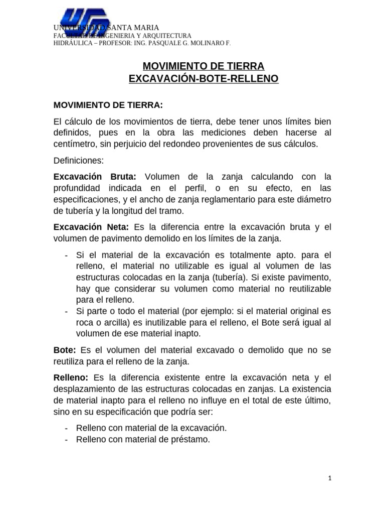 Tema 4 Hidra Movimiento de Tierra Excav Bote Relleno Zanjas | PDF