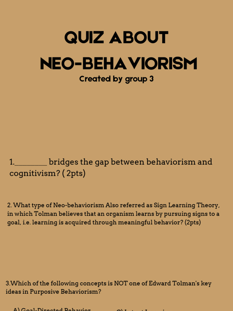 Quiz About Neo-Behaviorism | PDF | Behaviorism | Learning