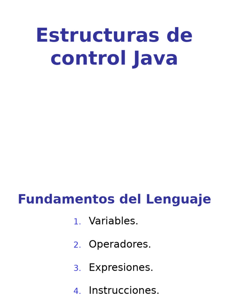 Estructuras Control Java | PDF | Lenguaje de programación | Variable (informática)