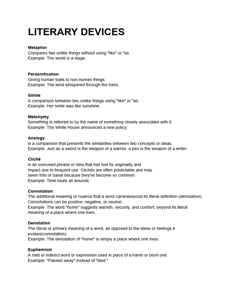 Literary Devices Pdf Poetry Rhyme