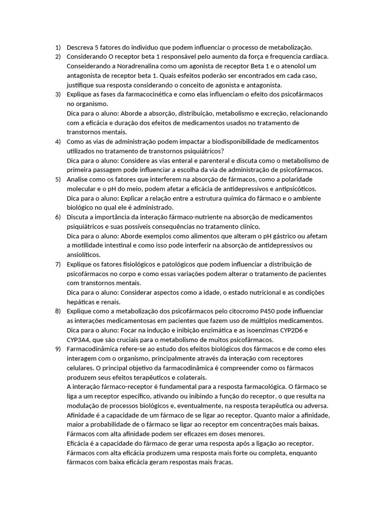 Gabarito Roteiro de Estudo | PDF | Sinapse | Neurotransmissor