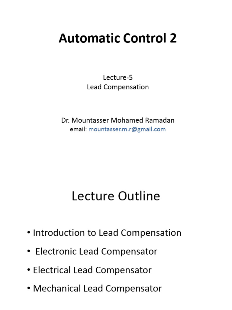 Lecture - 5 - Lead - Compensation Design by The Time Response Method1 | PDF | Damping | Control ...