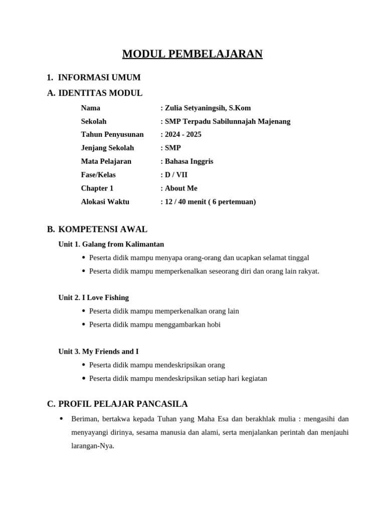 Modul Pembelajaran | PDF