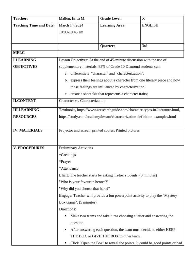 Character vs. Characterization | PDF | Harry Potter