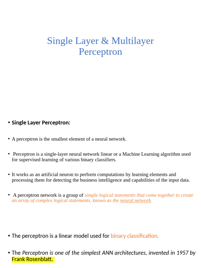 Single Layer & Multilayer Perceptron | PDF | Artificial Neural Network | Cognitive Science