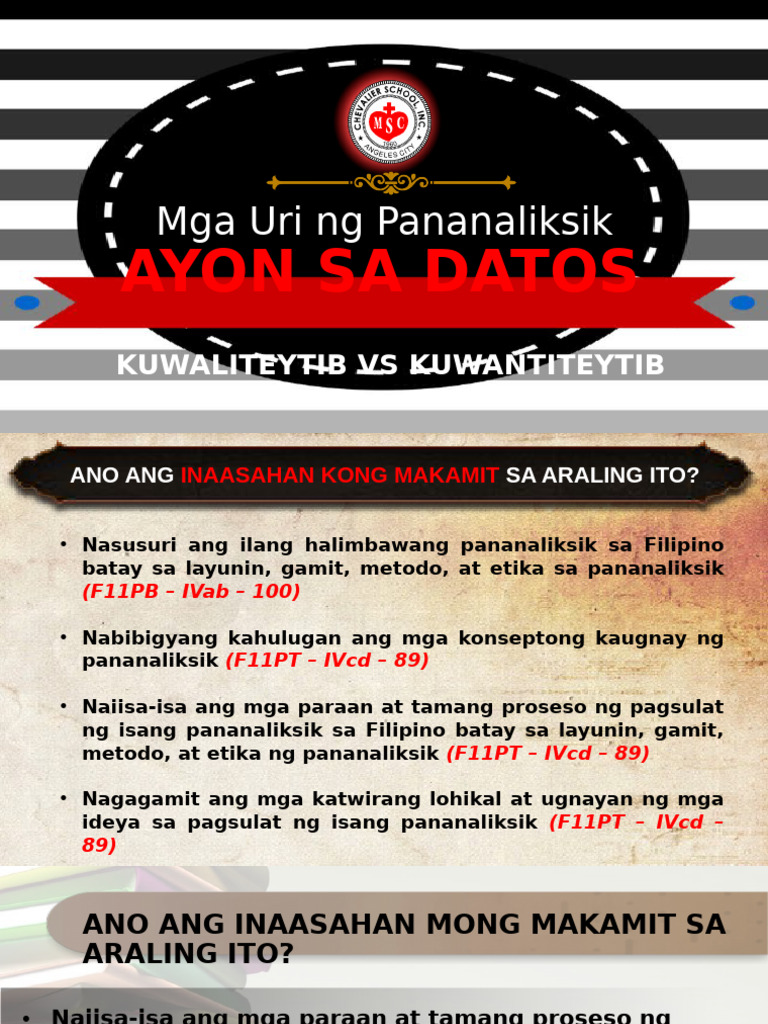Uri NG Pananaliksik Ayon Sa Datos | PDF
