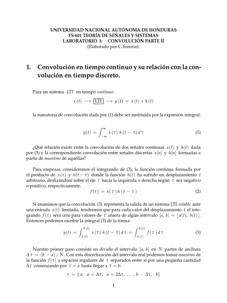 LAB4 Convolución II | PDF | Circunvolución | Integral