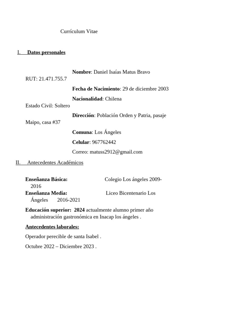 CV Daniel Matus | PDF