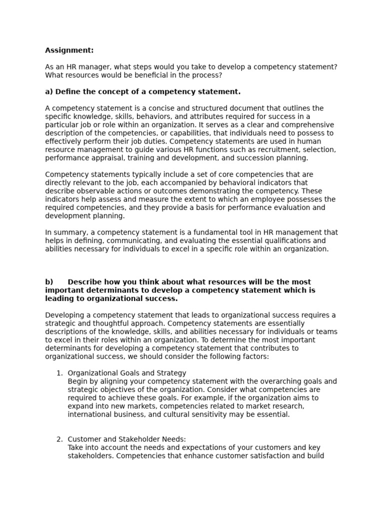 Developing HR Competency Statements | PDF | Competence (Human Resources ...
