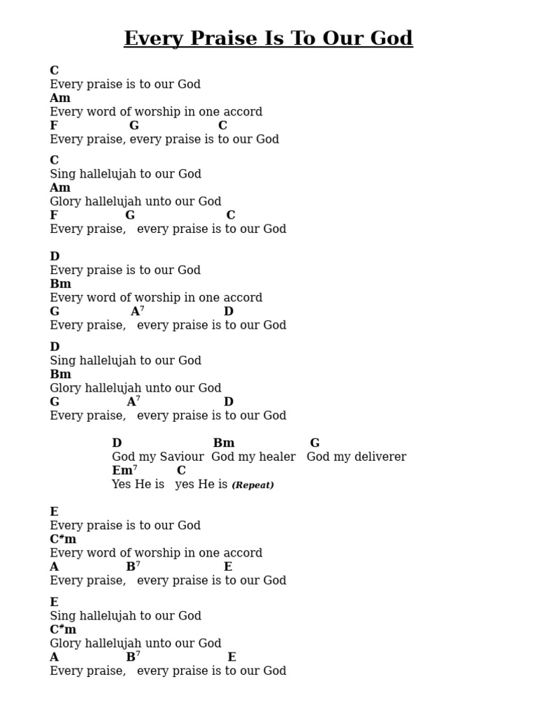 Every Praise Chords and Lyrics | PDF