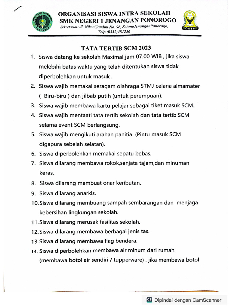Tata tertib SCM 2023 | PDF