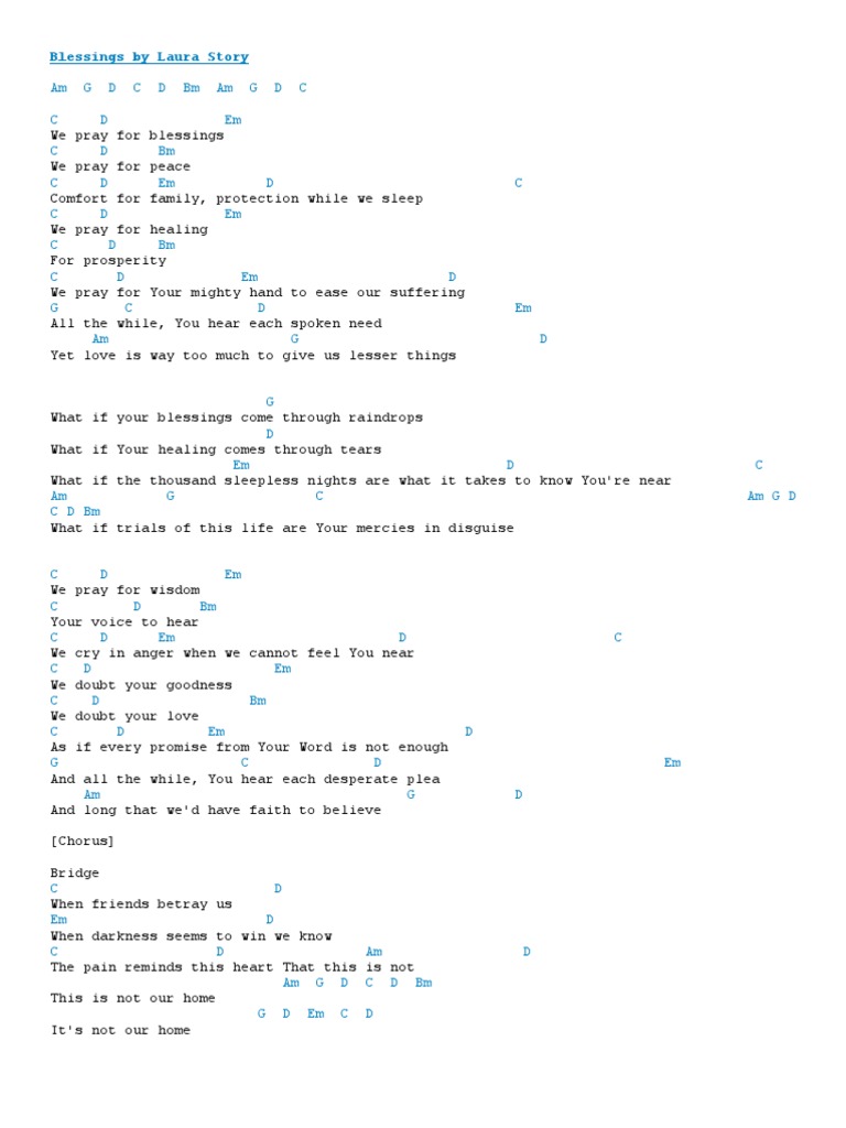 Laura Story's "Blessings" Chords | PDF