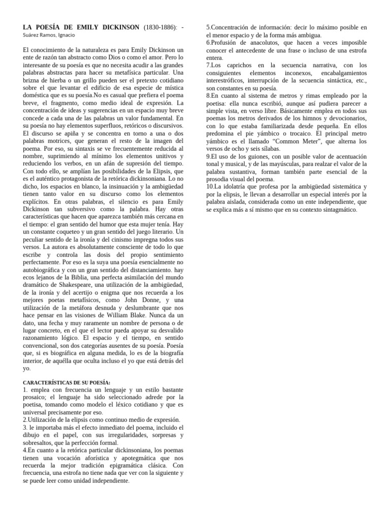 000 - Analisis Global de Dickinson | PDF | George Eliot | Emily Dickinson