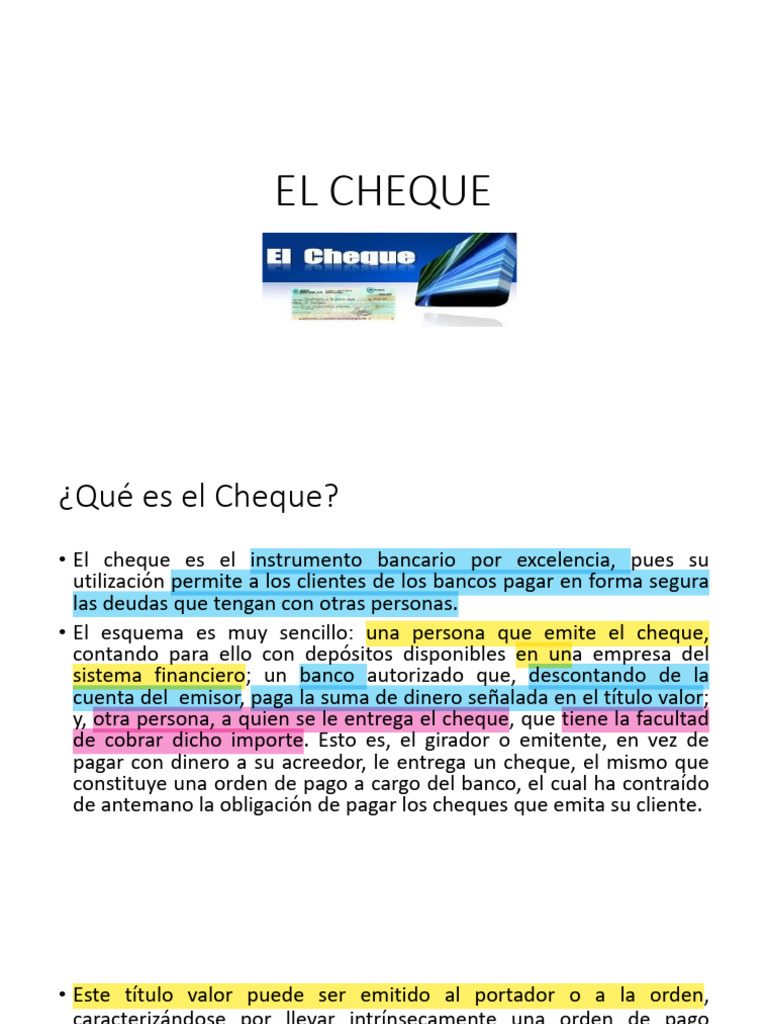 El Cheque | PDF | Cheque | Bancos