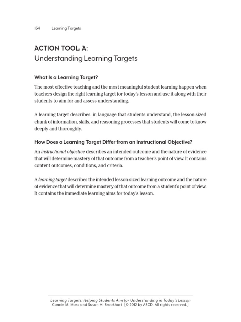 Learning Targets Action Tools | PDF | Learning | Teachers